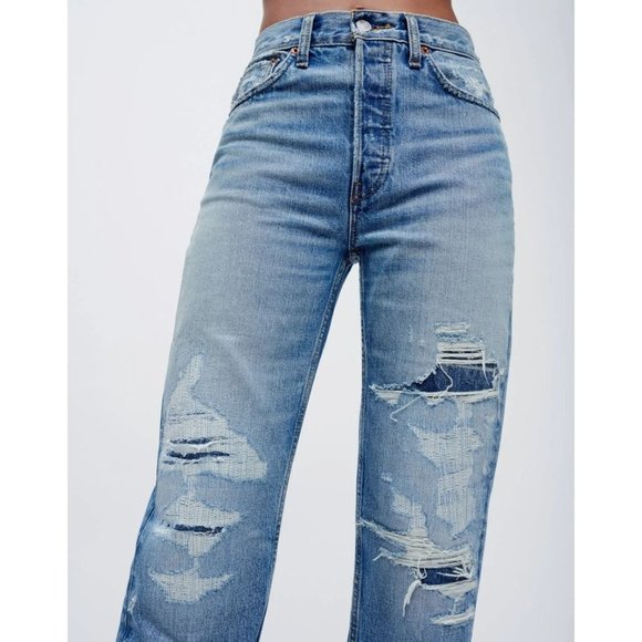 Re/Done | Jeans | 245 Nwt Redone 9s High Rise Loose Mended Destroy ...